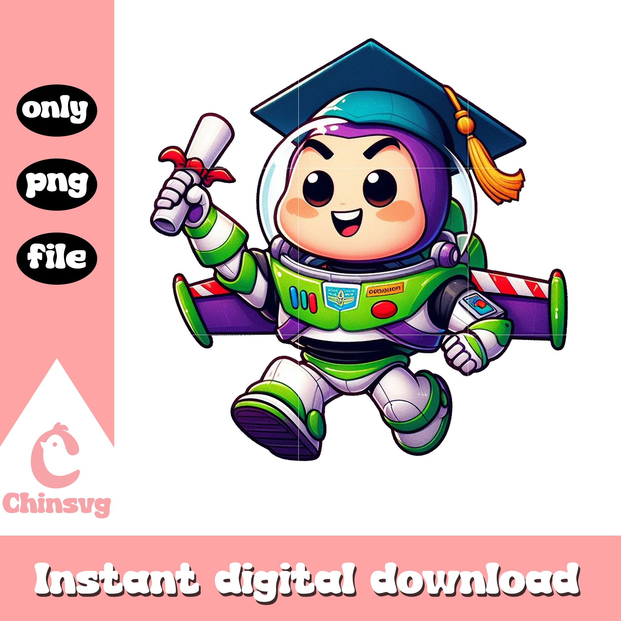 Buzz lightyear chibi graduation day design png, toy story cartoon png ...