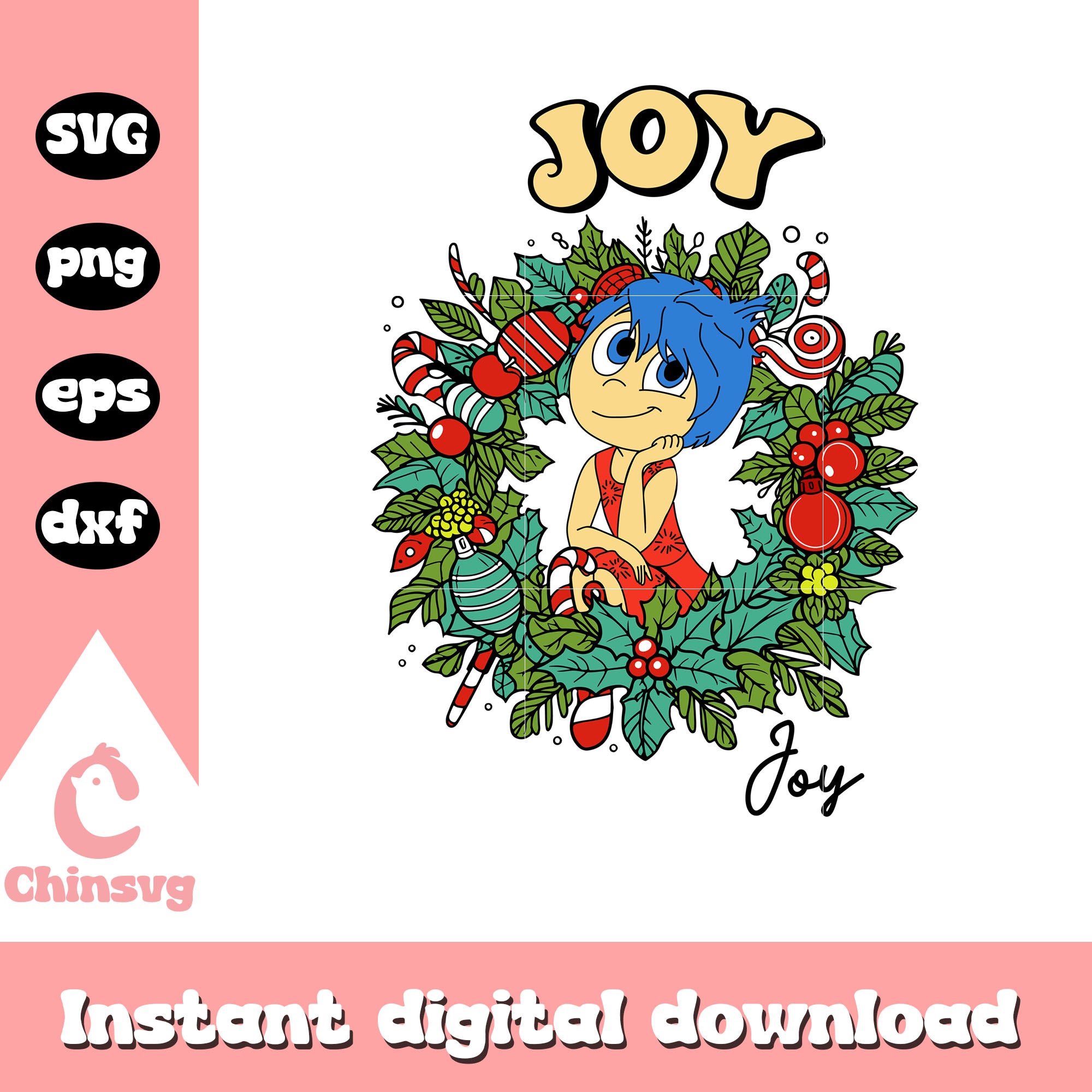 Joy christmas wreath design svg, inside out joy svg – Chinsvg
