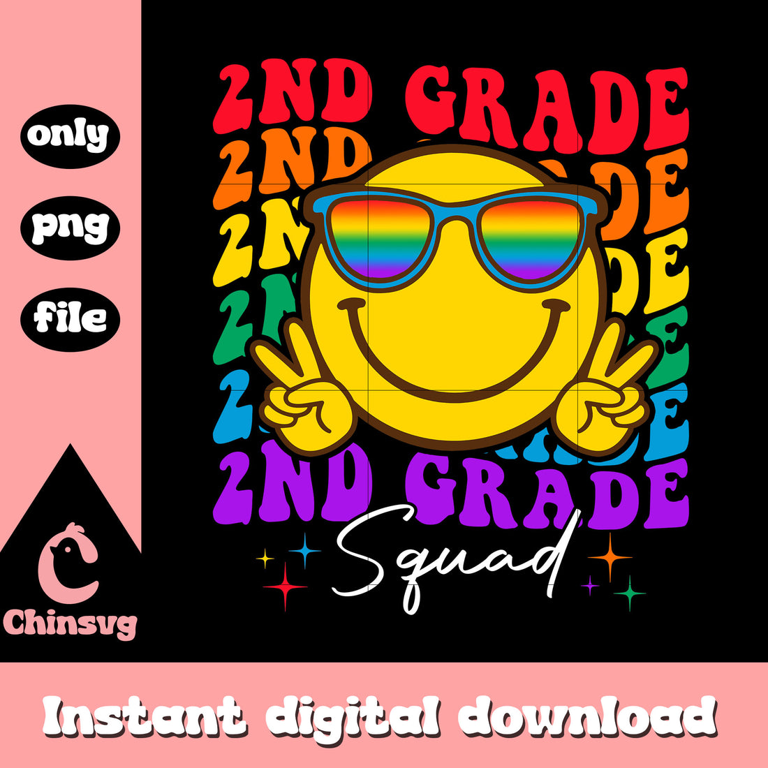 2nd grade squad smiley face design png, back to school png – Chinsvg