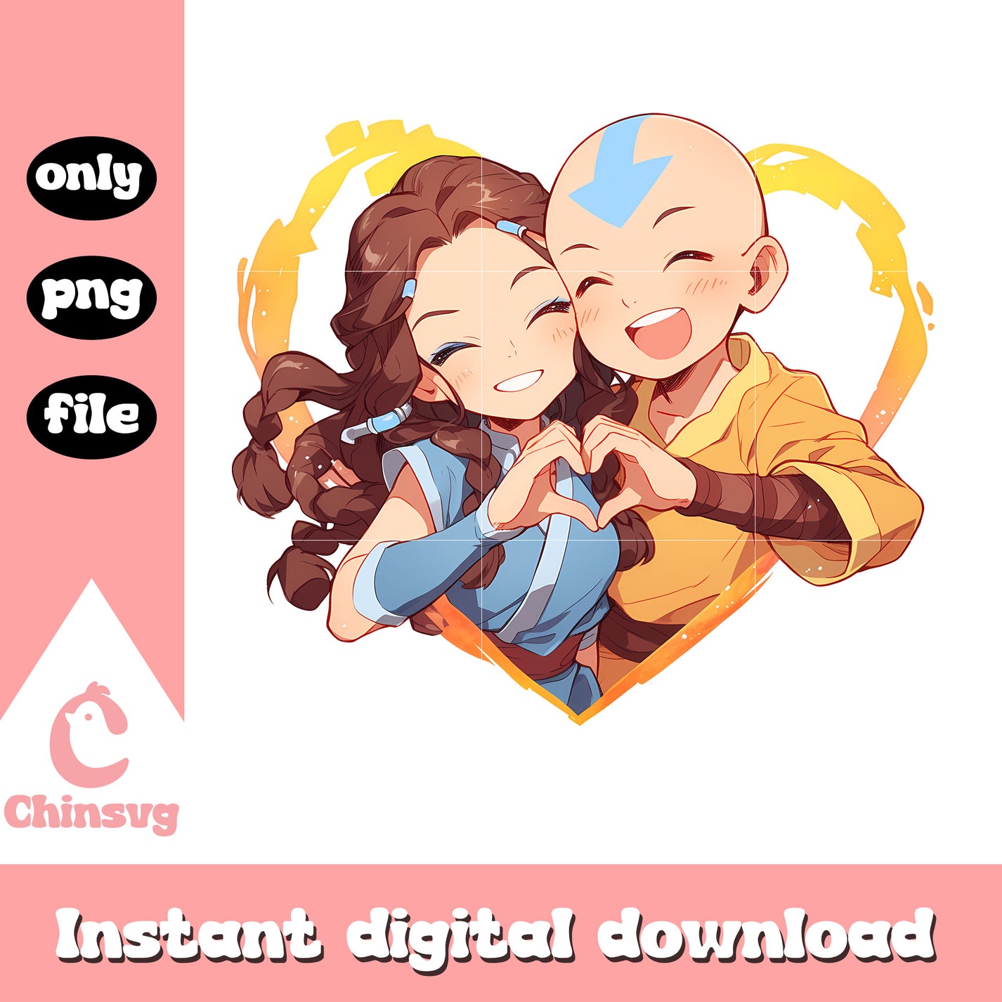Aang and Katara heart hand png, Aang and katara chibi png – Chinsvg
