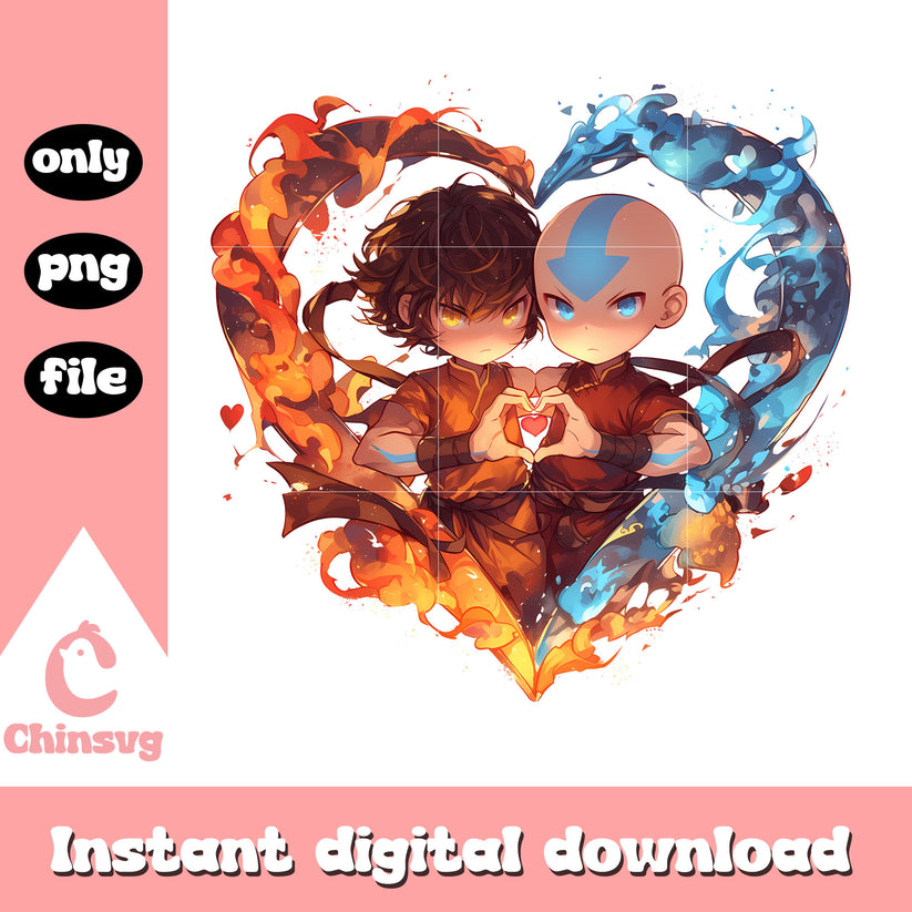 Aang and Zuko chibi heart png, Aang and Zuko chibi png, zuko png – Chinsvg