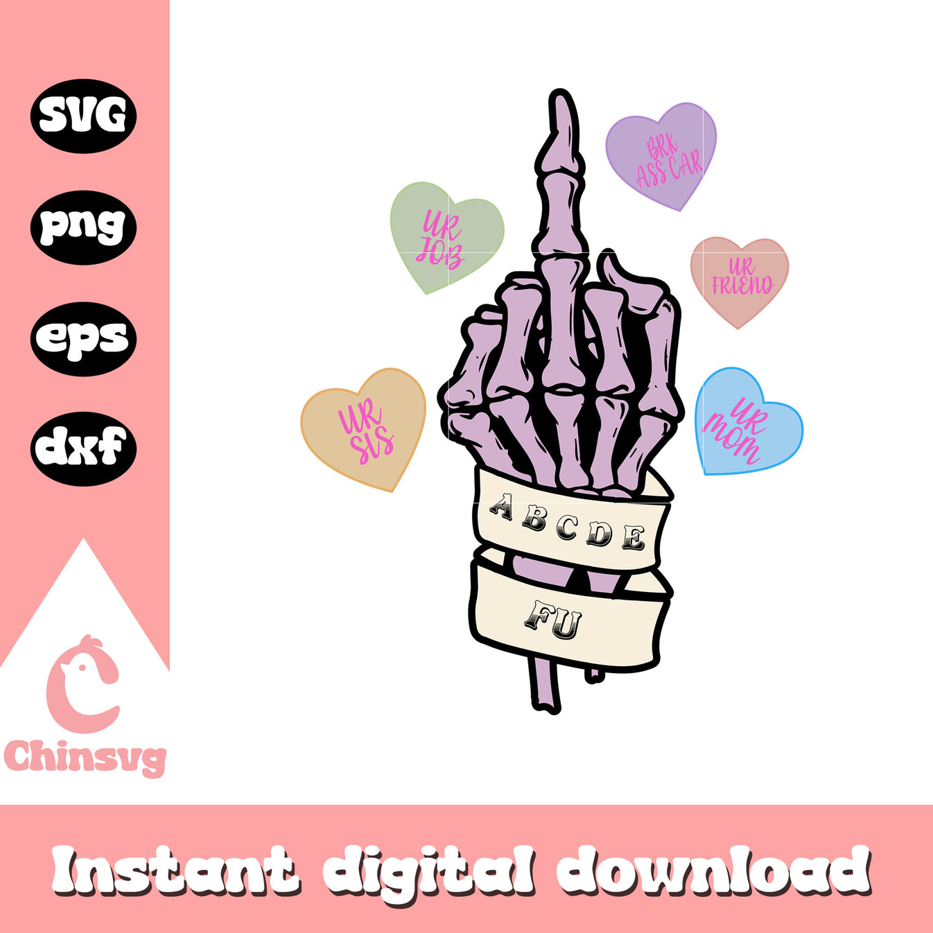 Abcdef u skeleton middle finger design svg, valentines skeleton svg ...