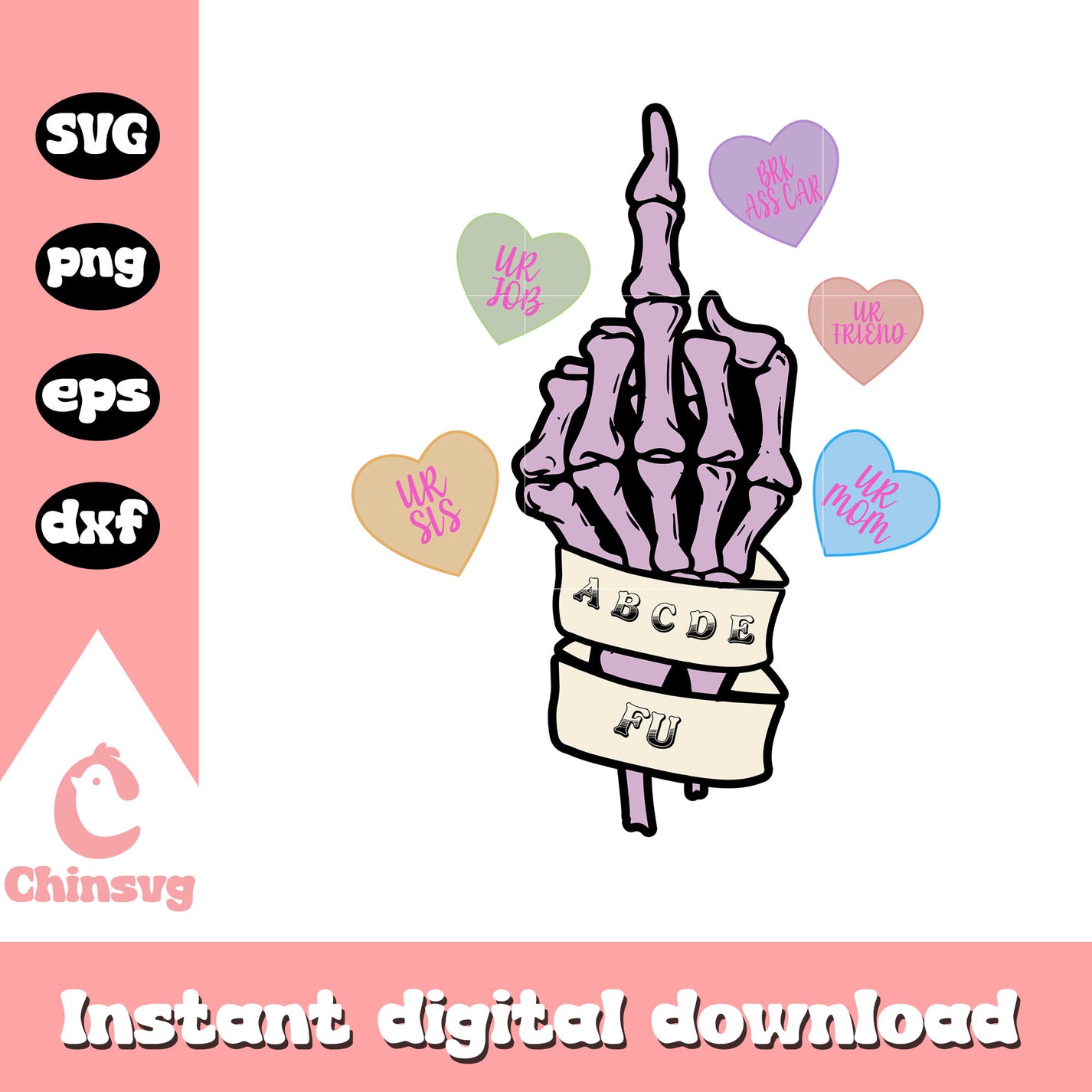 Abcdef u skeleton middle finger design svg, valentines skeleton svg ...