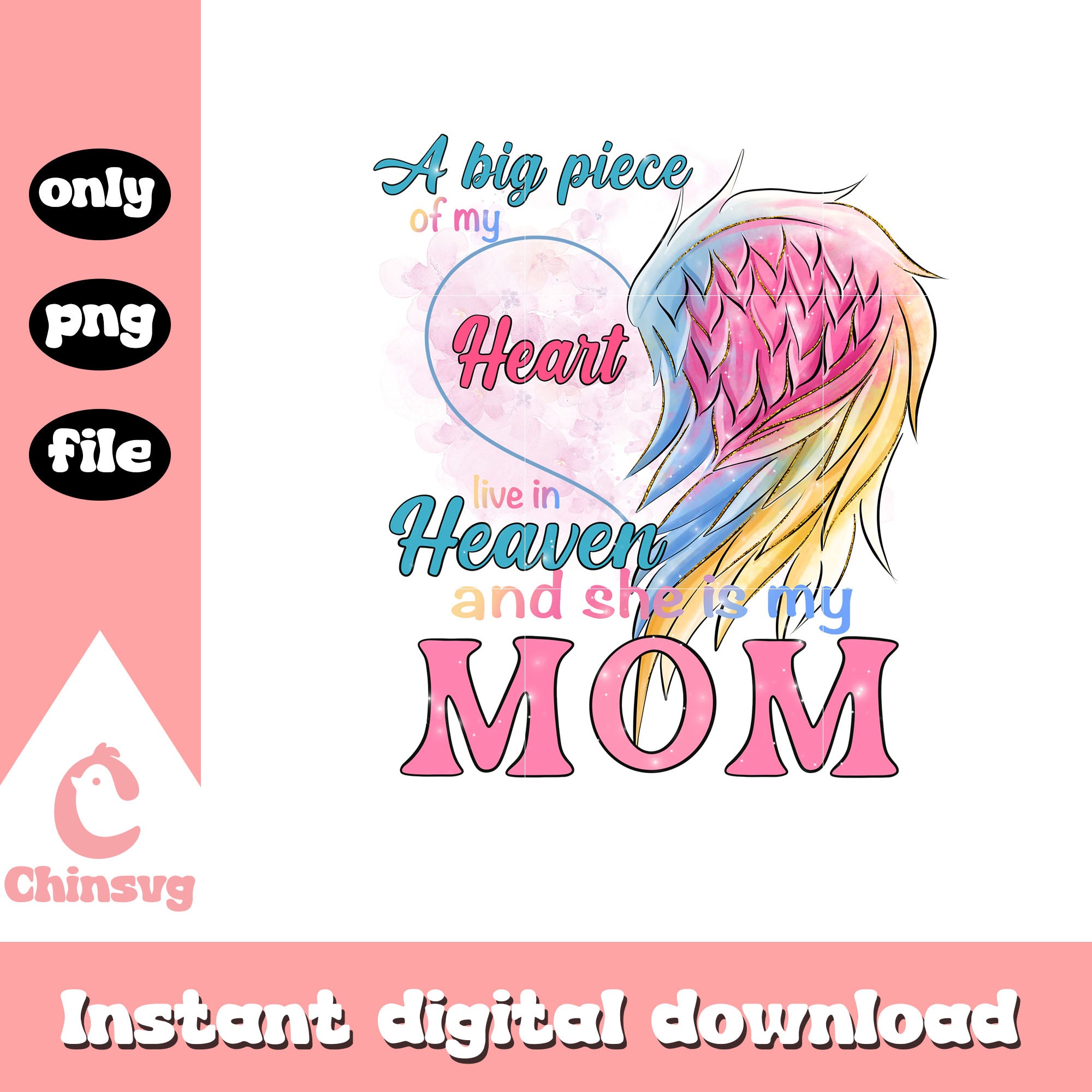 A big piece of my heart live in heaven png, mom png, heart png – Chinsvg