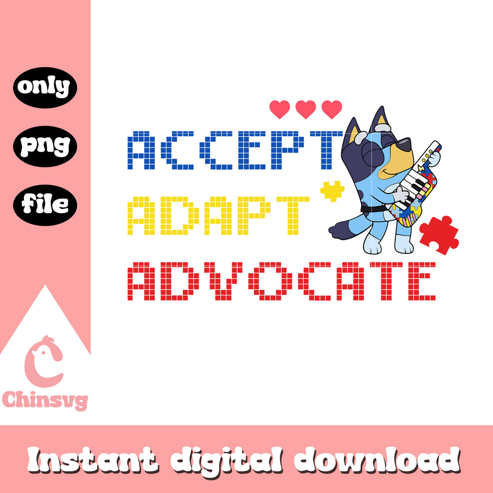 Accept adapt advocate png, bluey cartoon png, autism awareness png ...