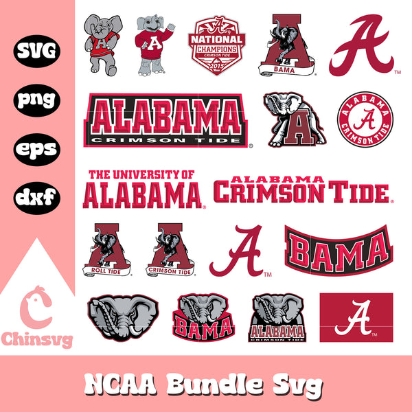 Alabama Crimson Tide logo bundle design svg, ncaa logos svg – Chinsvg
