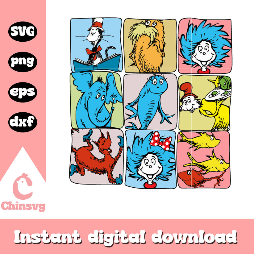All of dr seuss characters design svg, cartoon characters svg – Chinsvg