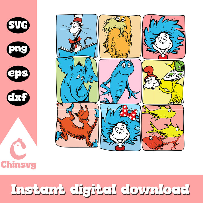 All of dr seuss character svg, cartoon characters svg, Dr seuss svg ...