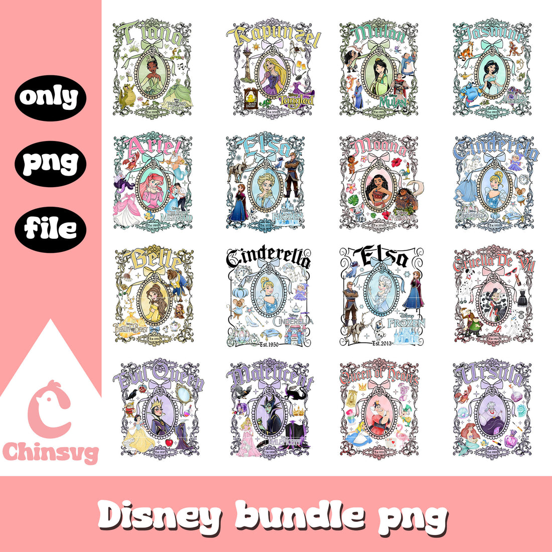 All Princess On Disney Movies Bundle Png Disney Princess Png Movies