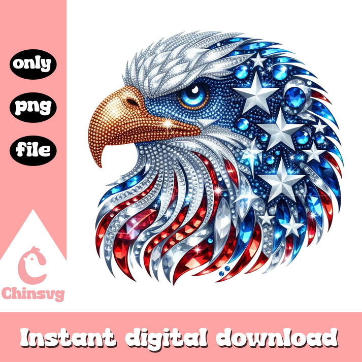 America rhinestone sparkle patriotic eagle png, 4th of july png – Chinsvg