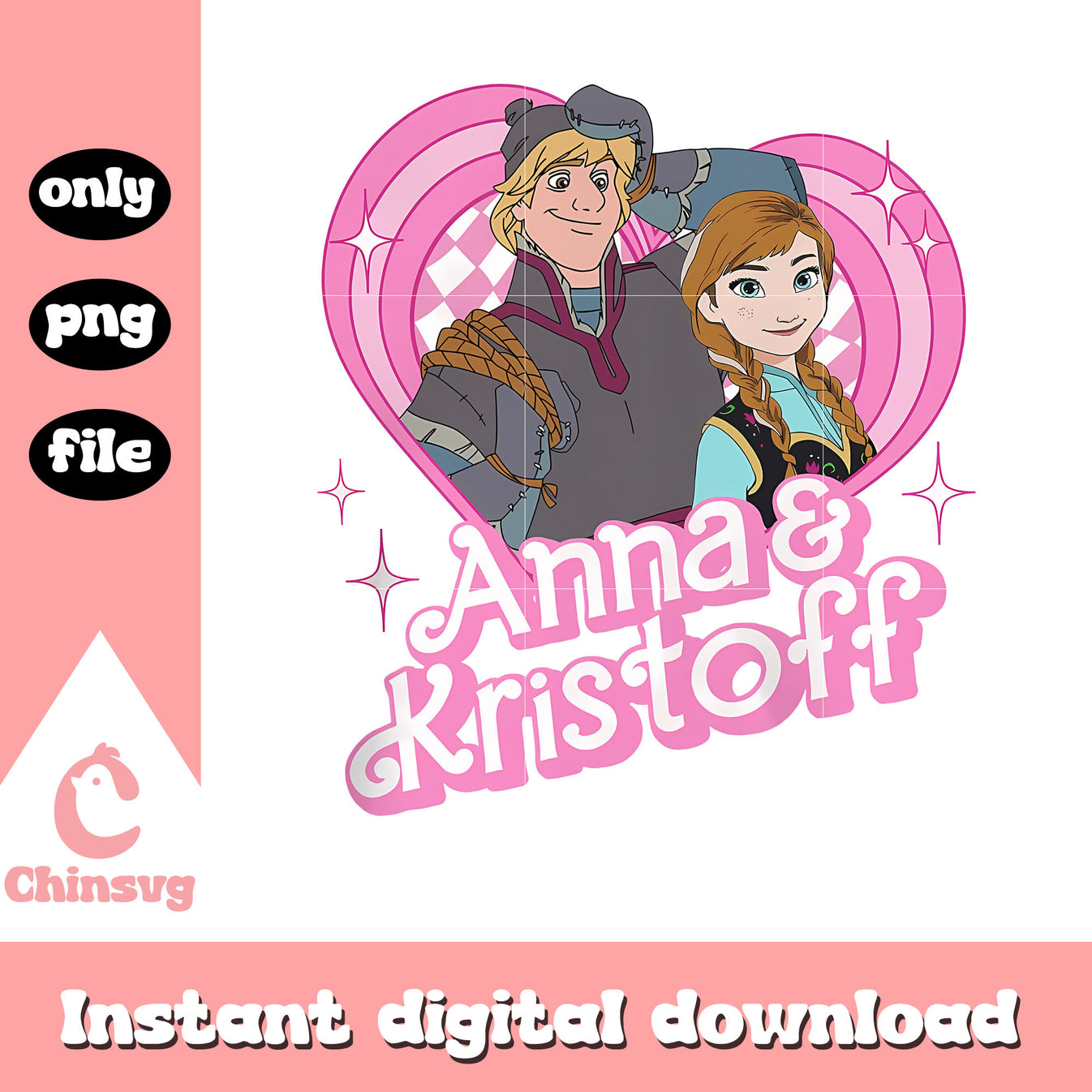 Anna and Kristoff pink heart png, frozen characters png – Chinsvg