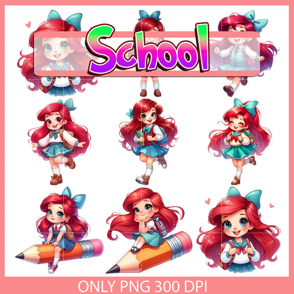 Ariel back to school design bundle png, ariel princess png – Chinsvg