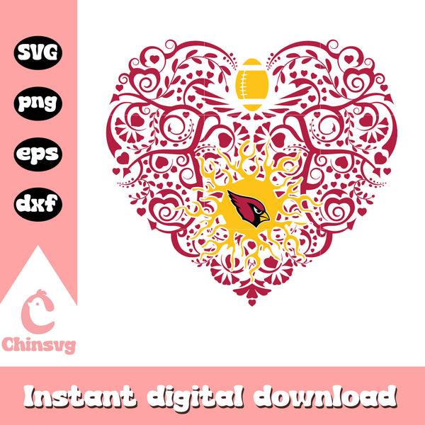 Arizona cardinals nfl heart flower svg, cardinals nfl svg – Chinsvg
