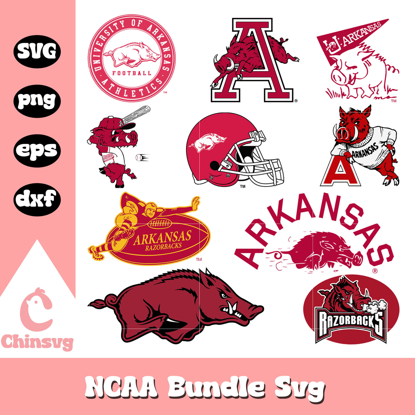 Arkansas Razorbacks logo bundle svg, arkansas razorback football svg ...