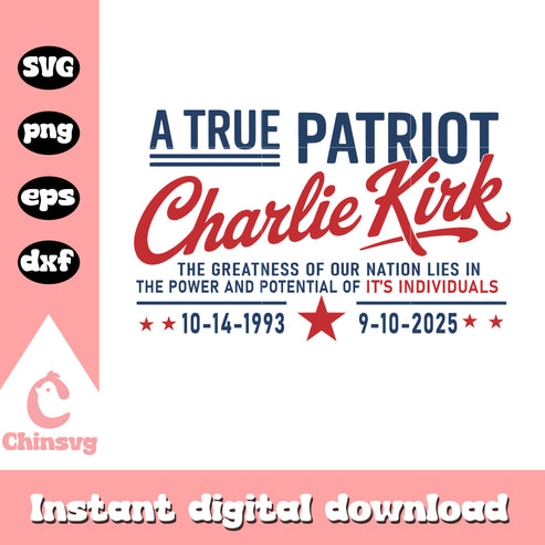 A true patriot charlie kirk quote svg, stand strong svg – Chinsvg