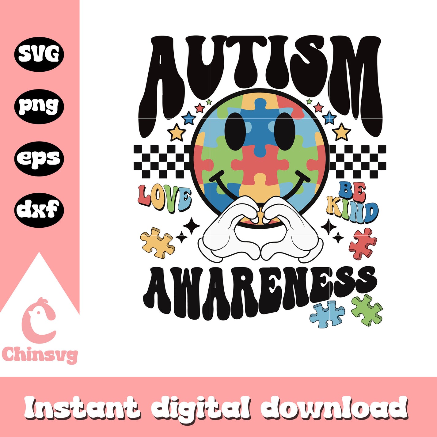 Autism awareness smiley emoji svg, autism awareness svg, be kind svg ...