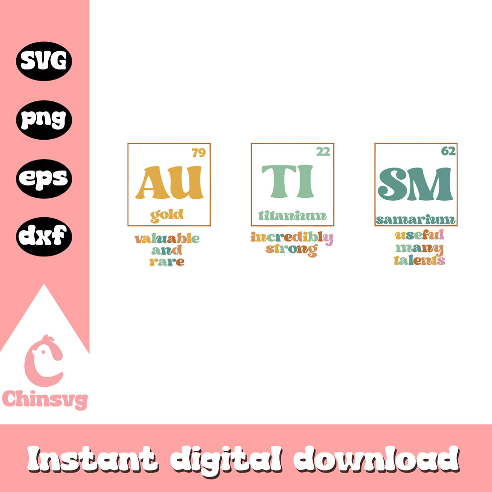 Autism periodic table valuable and rare svg, autism awareness day svg ...