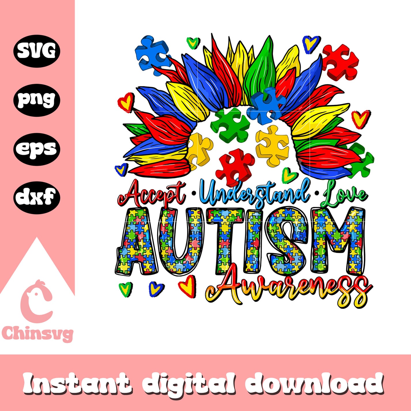 Autism sunflower logo design svg, autism awareness logo svg – Chinsvg