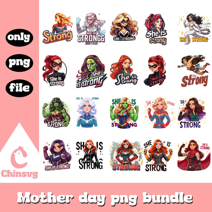 Avengers mama she is strong bundle png, marvel png, mother day png ...