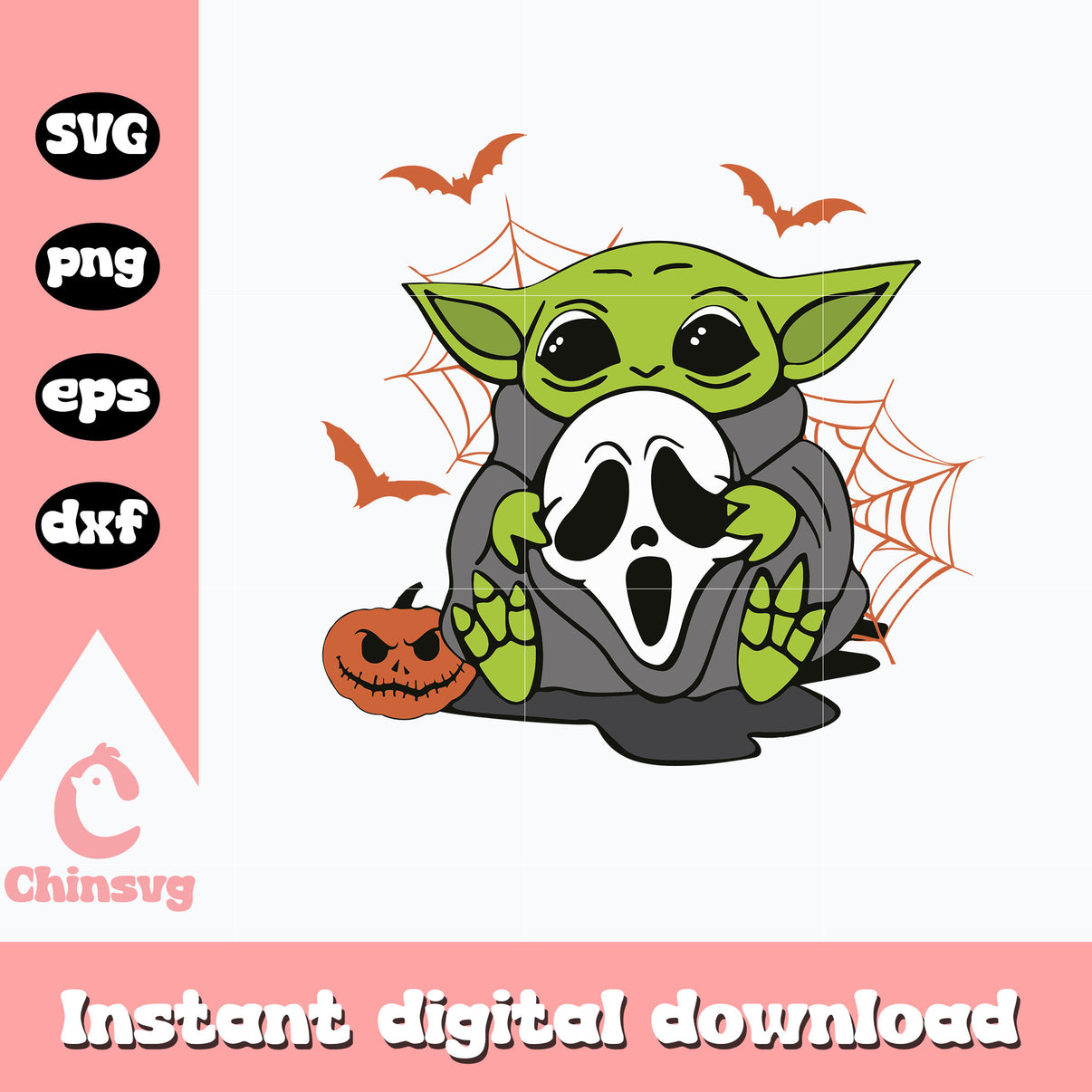 Baby Yoda Ghostface Svg, Halloween svg, digital download – My Store