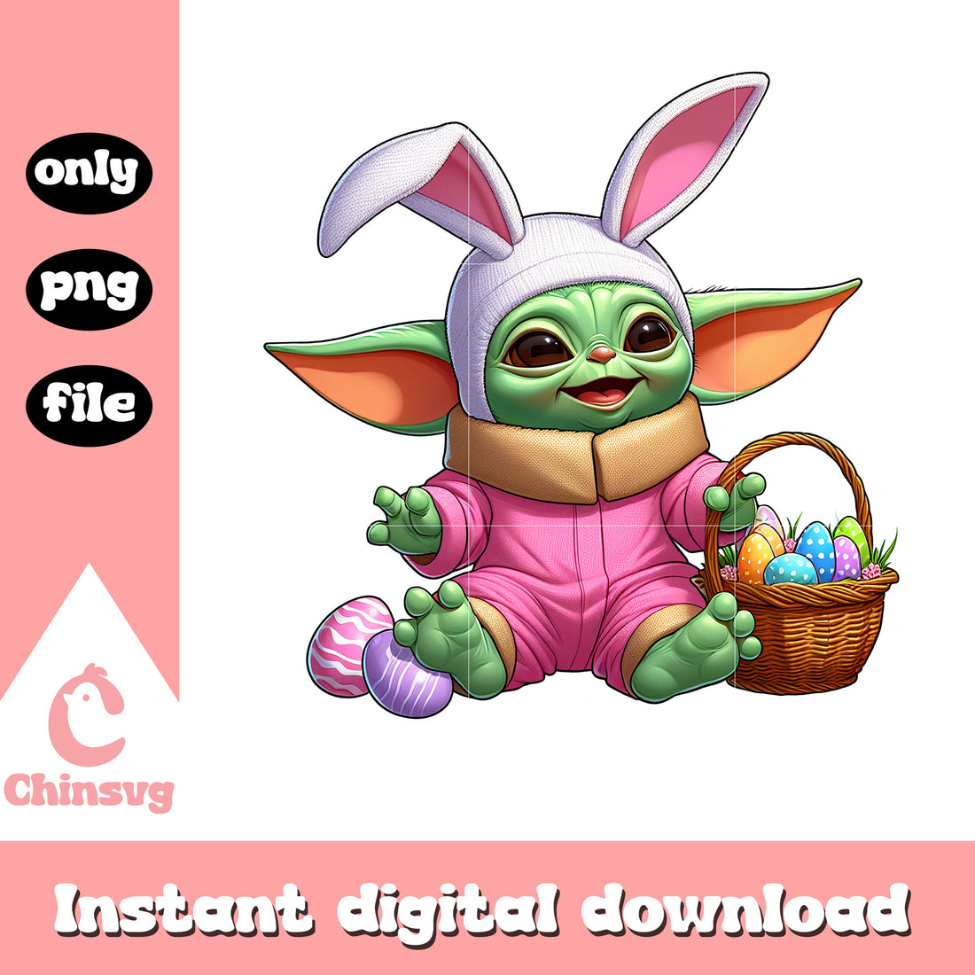Baby yoda easter bunny costume png, easter day png, baby yoda png – Chinsvg