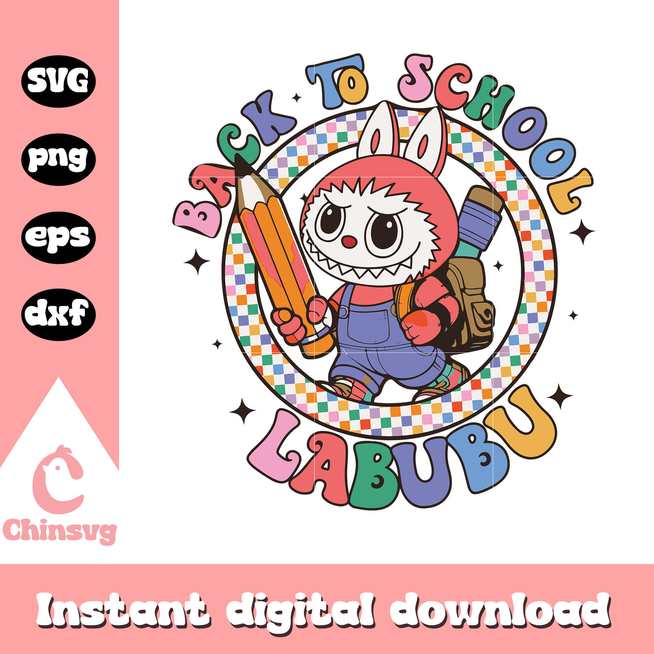 Back to school labubu design svg, labubu school svg, labubu cartoon sv ...