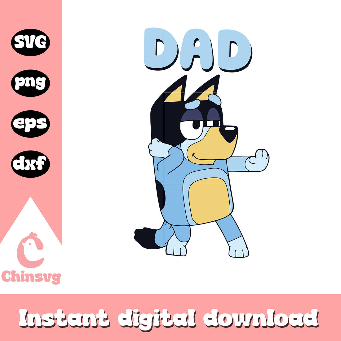 Bandit dad dancing svg, bluey dad character svg, dance mode svg – Chinsvg
