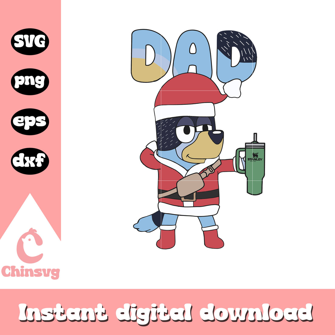 Bandit heeler dad santa christmas svg, bandit heeler bluey svg – Chinsvg