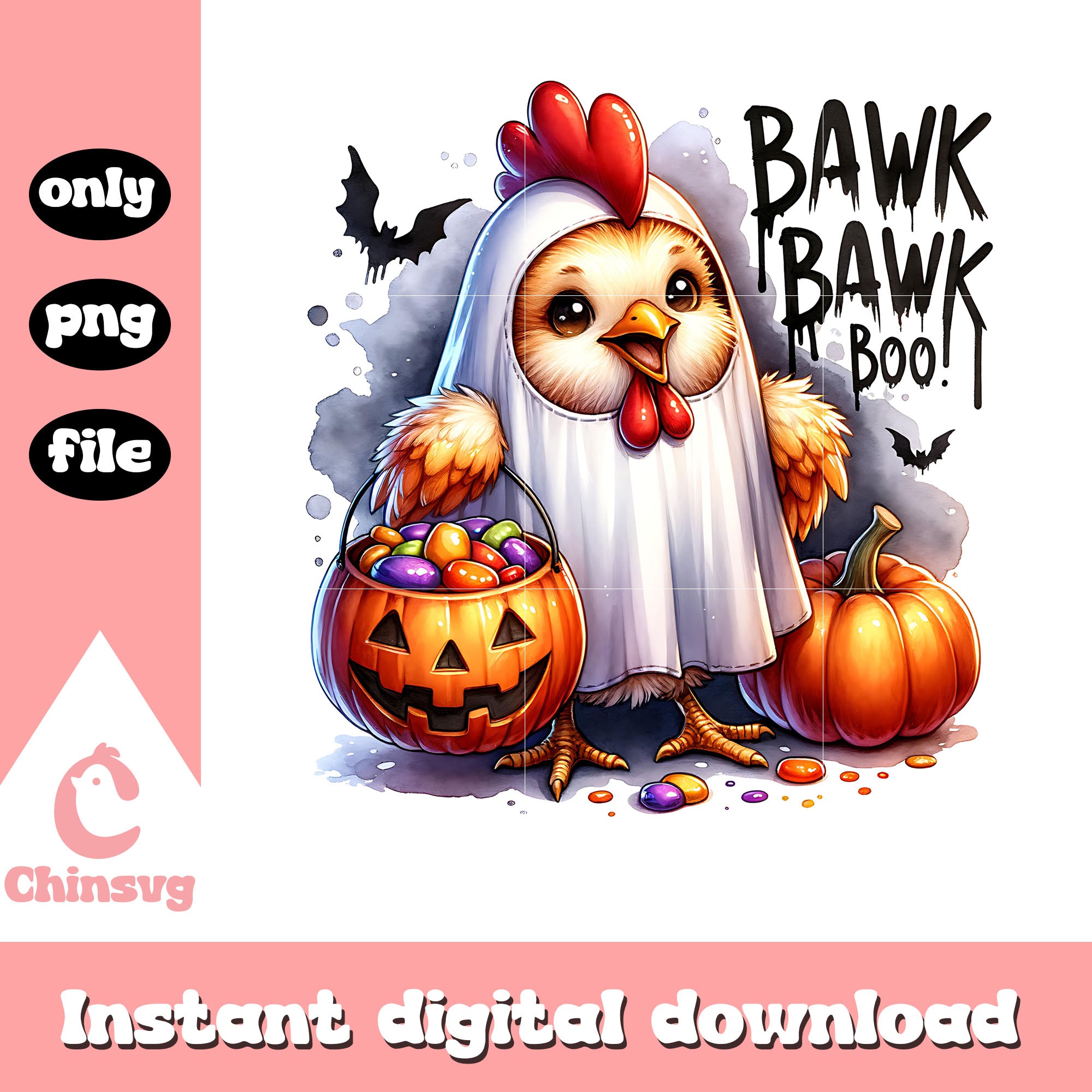 Bawk bawk boo chicken ghost png, trick or treat png – Chinsvg