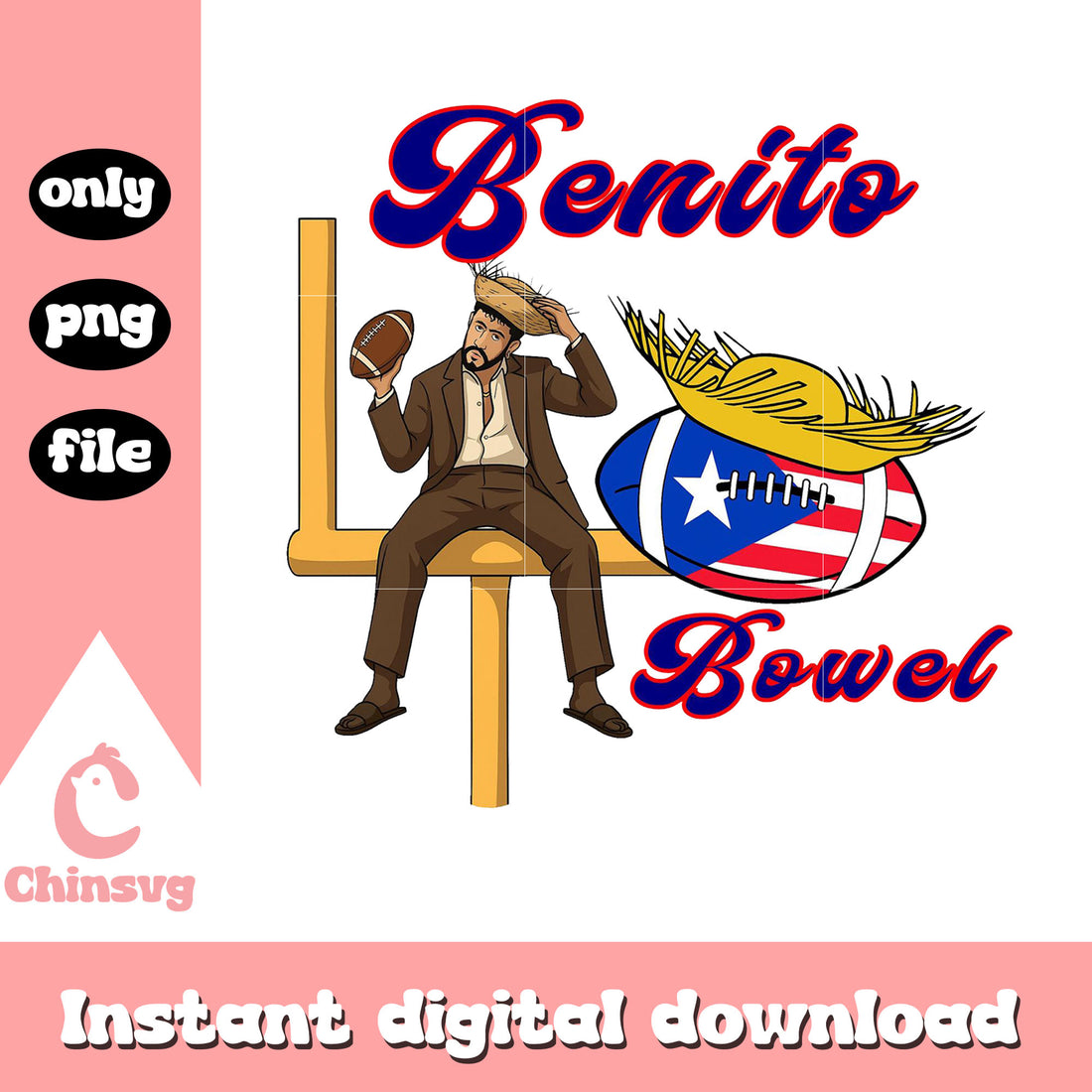 Benito bowl fooball cartoon png, super bowl lix png, bad bunny png ...