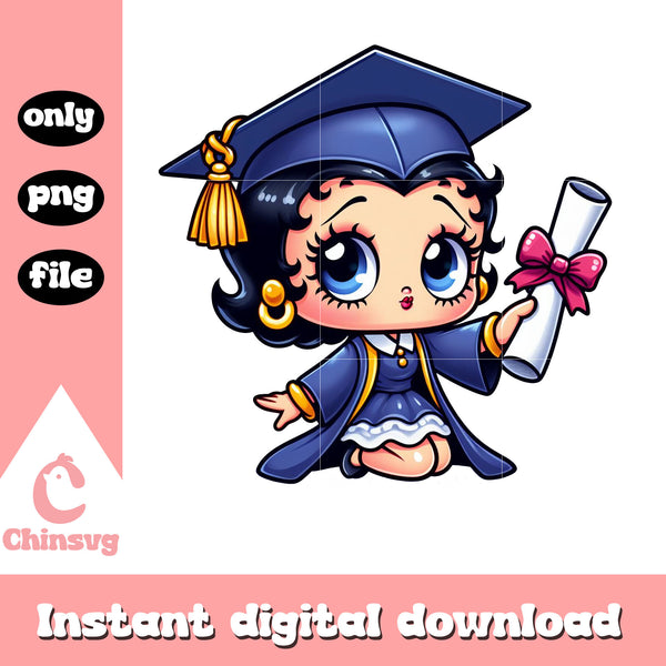 Betty boop chibi graduation day design png, betty boop graduation png ...
