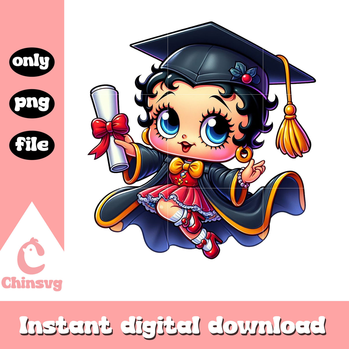 Betty boop chibi graduation design png, graduation png, betty boop png ...