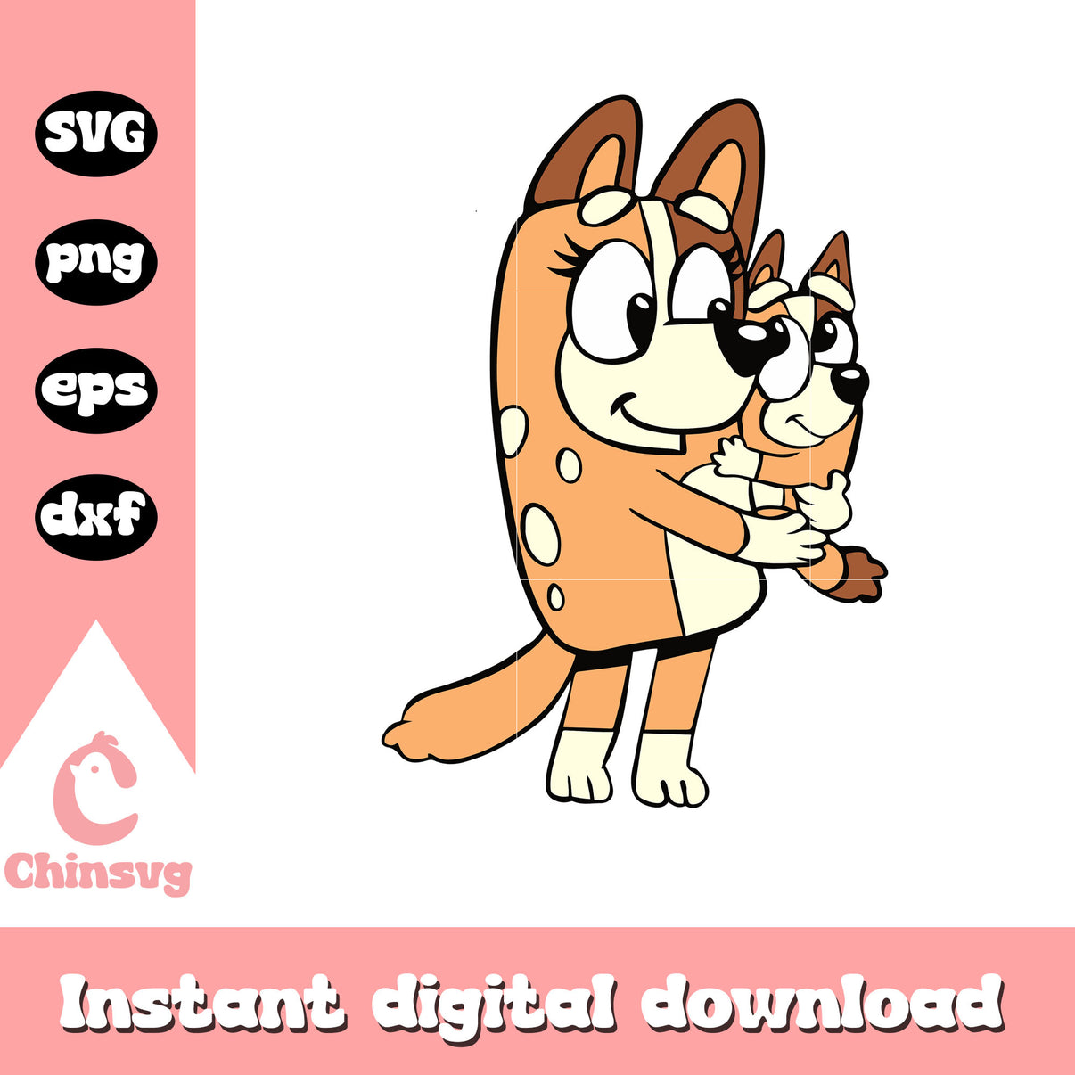 Bingo hug mom svg, bluey cartoon svg, cartoon character svgBingo hug m ...