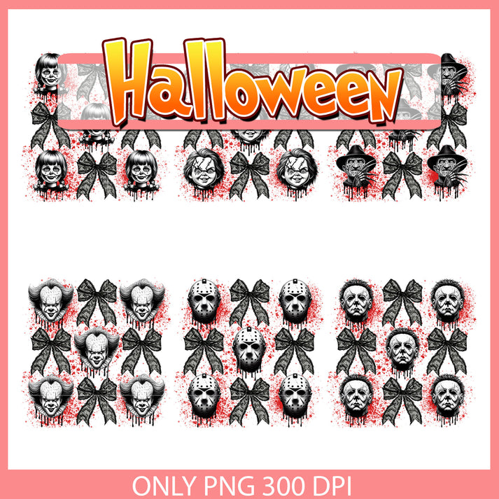 Blood bow horror face black white bundle png, horror face png – Chinsvg