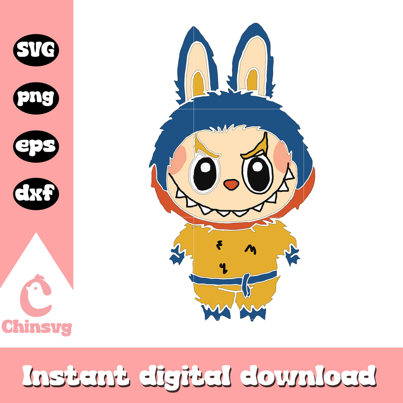 Blue demon labubu doll drawing design svg, labubu cartoon svg – Chinsvg