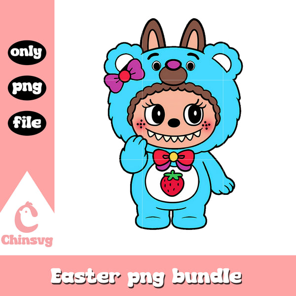 Blue strawberry bear labubu cute doll png, labubu monster png – Chinsvg