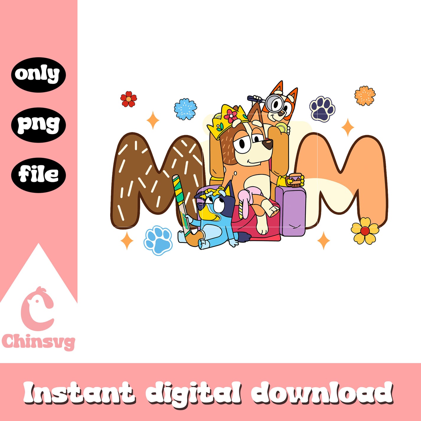 Bluey Chilli queen mom png, Bluey Bingo mom png, cartoon png – Chinsvg