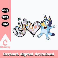 Bluey peace love png, bluey png, cartoon png – Chinsvg