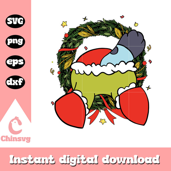 Bluey ass cristmas wreath design svg, Christmas wreath svg – Chinsvg