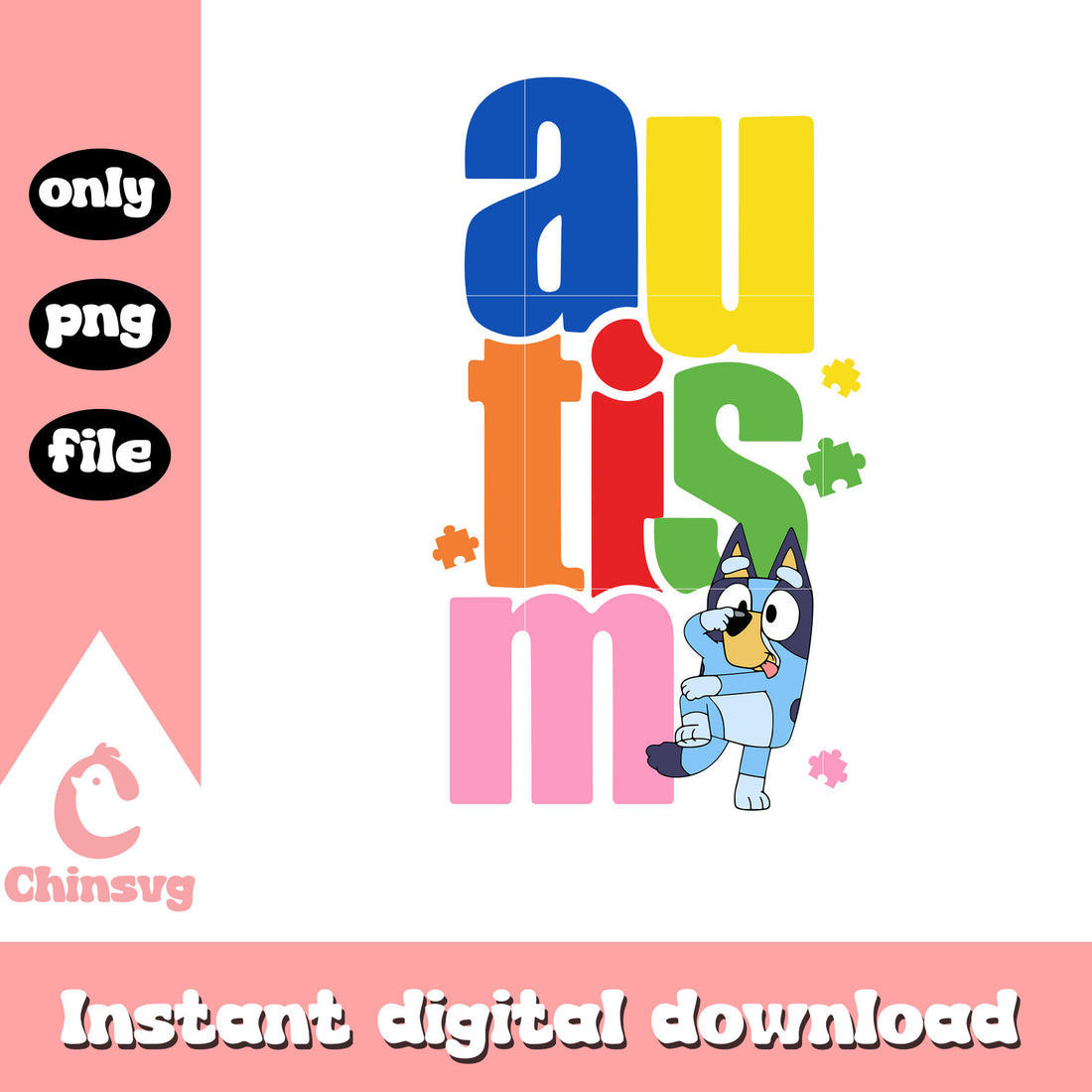 Bluey autism font design png, autism awareness png, bluey cartoon png ...