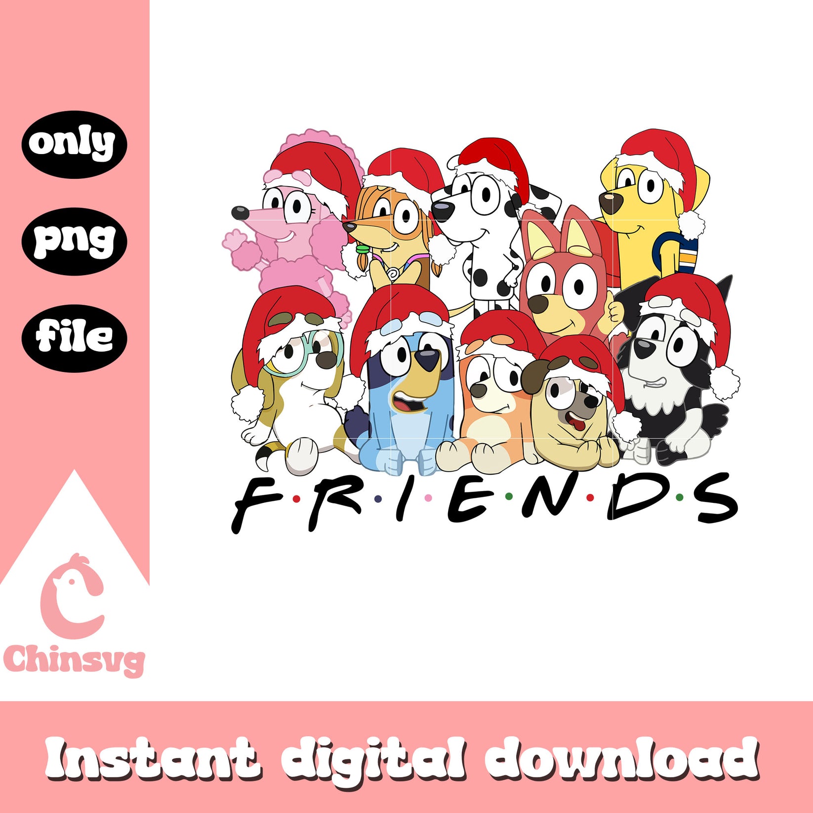 Bluey characters santa hat friends png, bluey santa hat png – Chinsvg