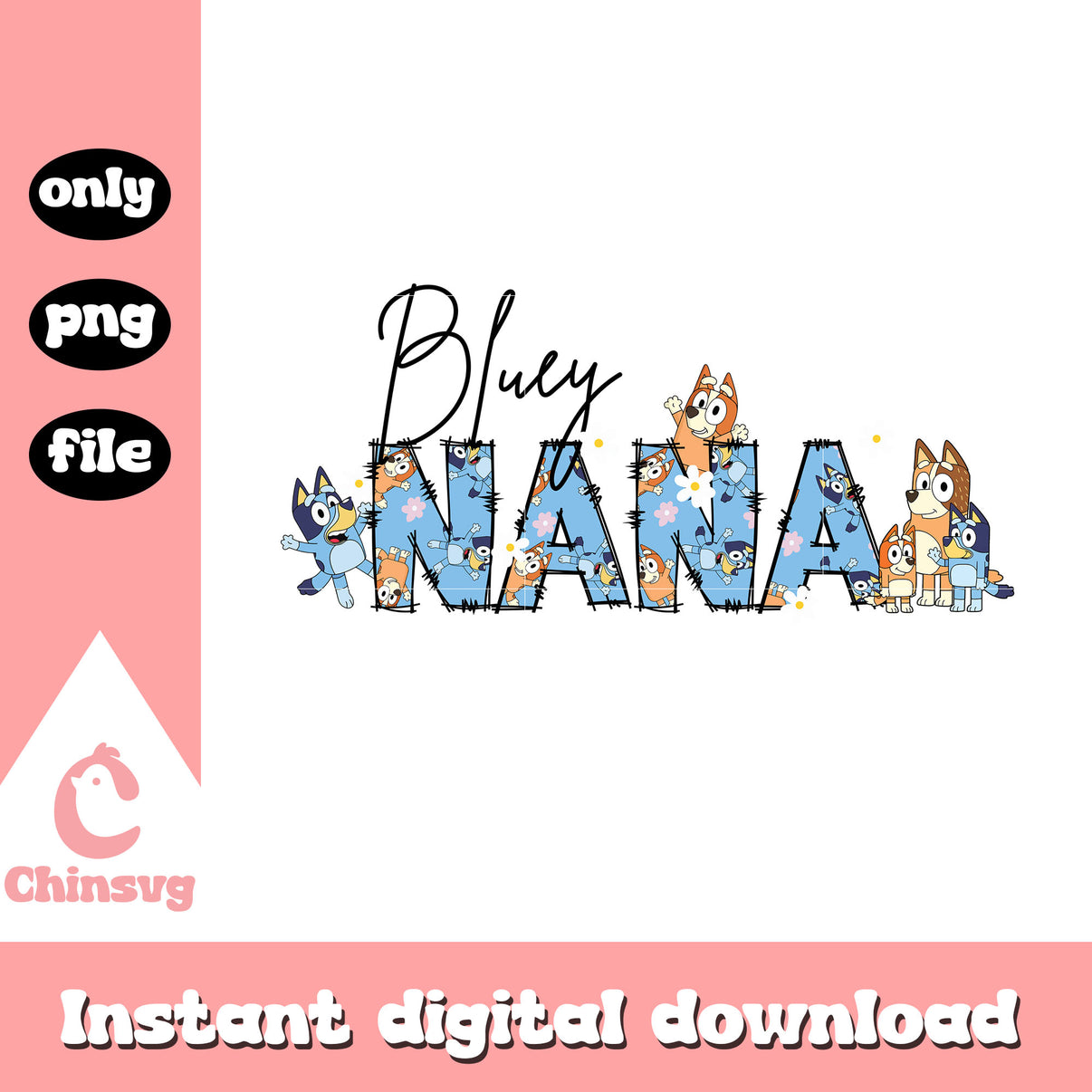 Bluey nana font design png, bluey and bingo png, cartoon png – Chinsvg