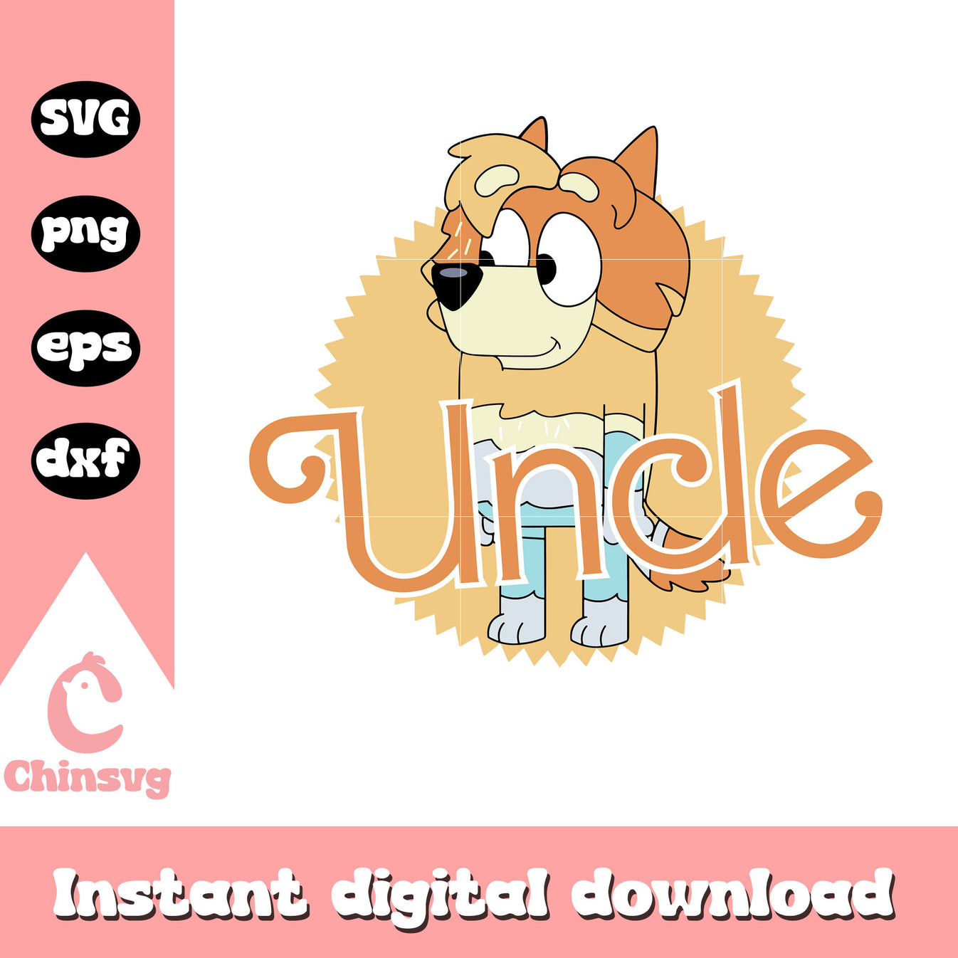 Bluey uncle character svg, cartoon svg, bluey characters svg – Chinsvg