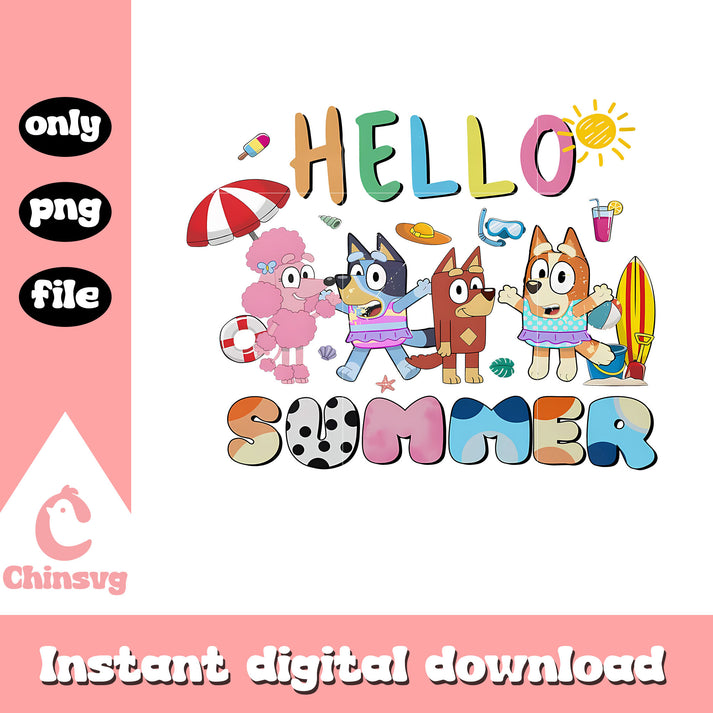 Bluey vacation hello summer design png, bluey and friends png – Chinsvg