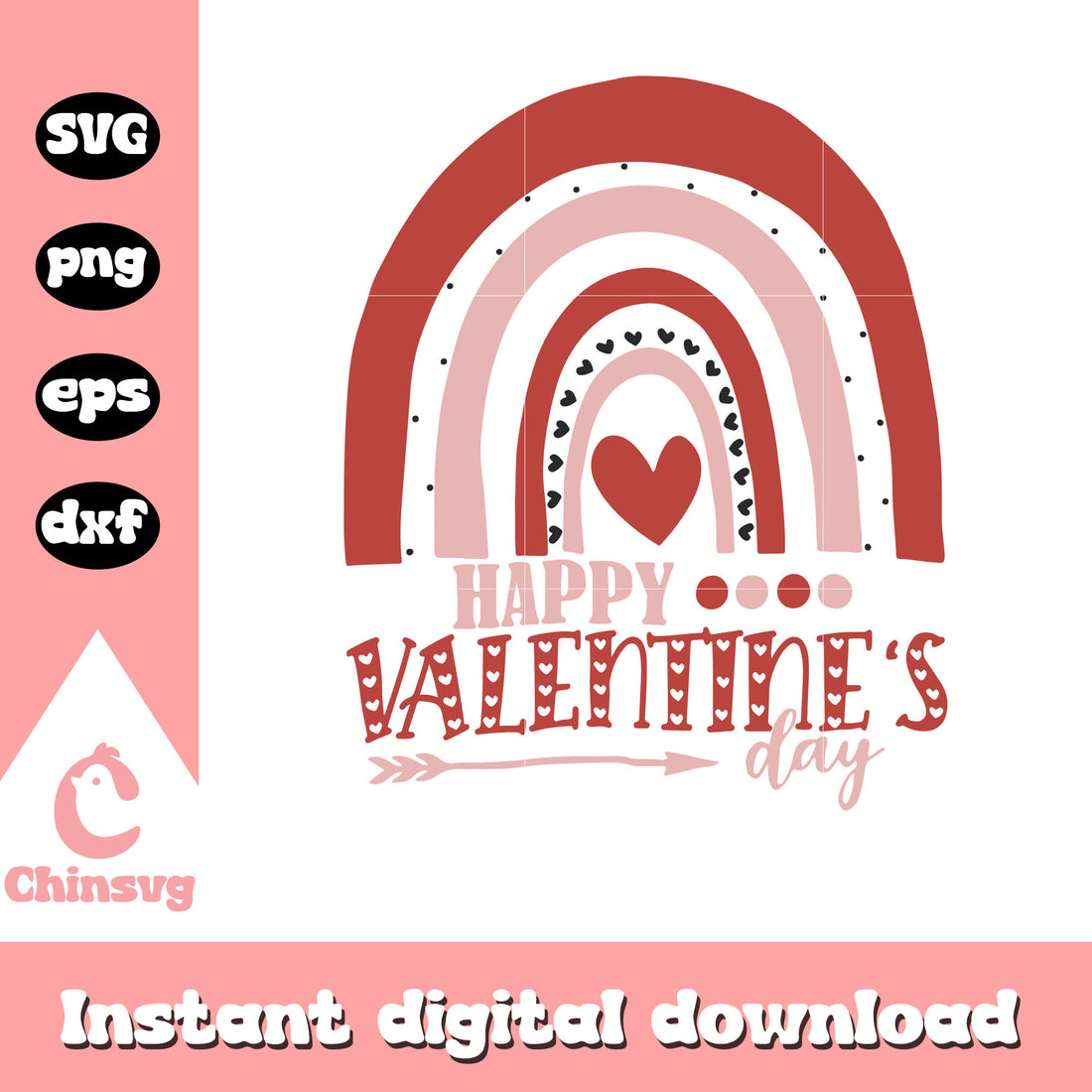 Boho rainbow happy valentine's day svg, vintage valentine svg – Chinsvg