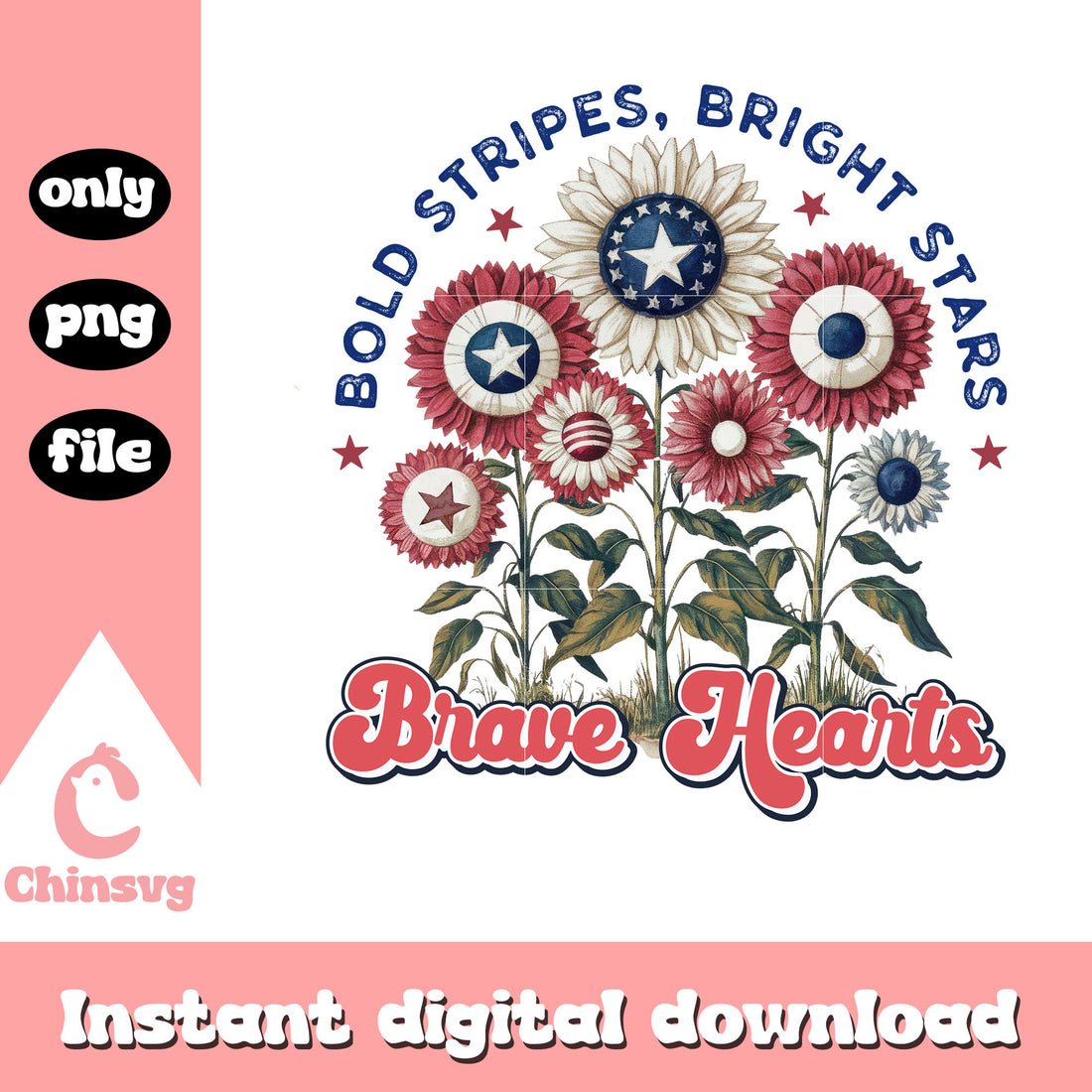Bold stripes bright stars brave hearts design png, 4th of july png ...