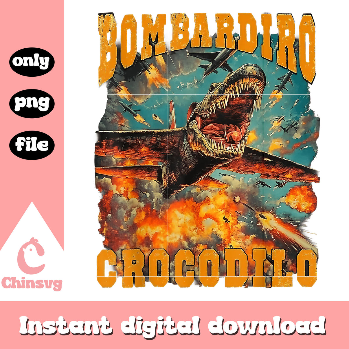 Bombadiro crocodilo fire meme design png, italian meme png – Chinsvg