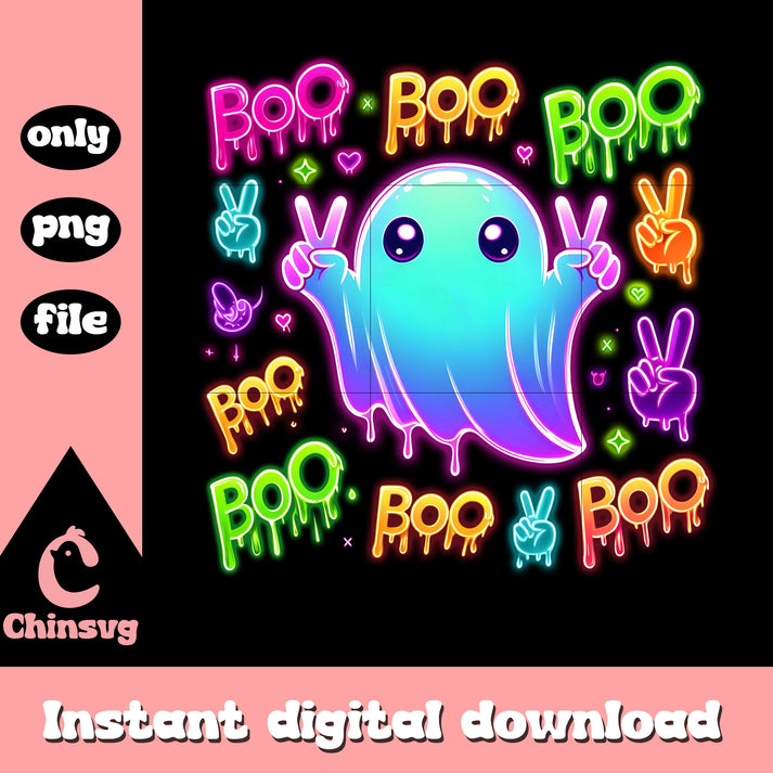 Boo ghost halloween neon design png, cute halloween ghosts png – Chinsvg
