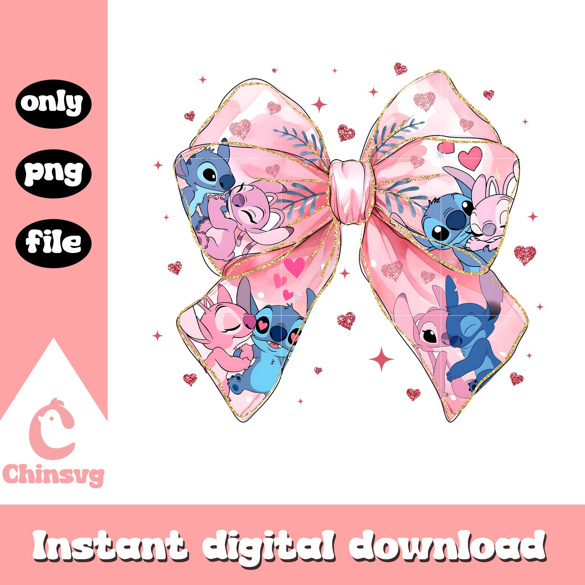Bow stitch design valentine png, stitch valentines day png – Chinsvg