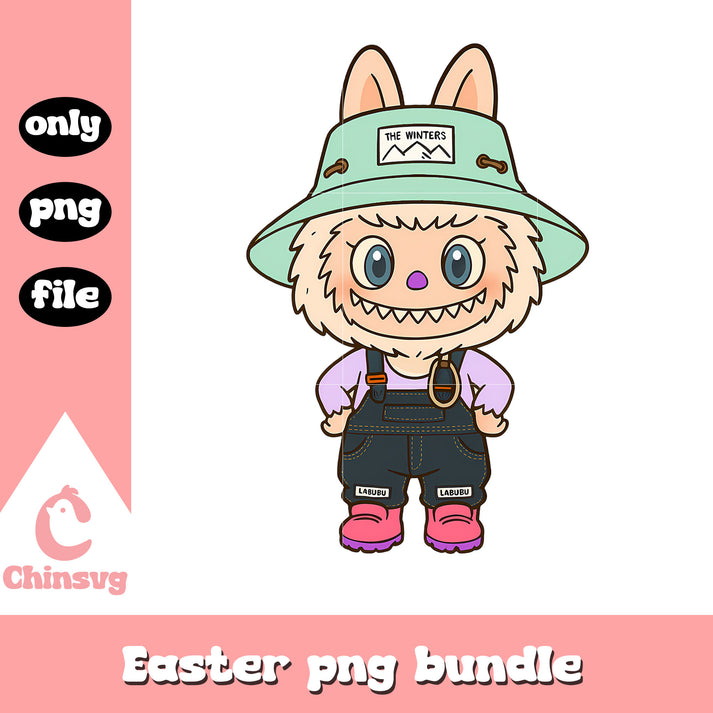 Bucket hat labubu cute doll drawing png, labubu box png – Chinsvg
